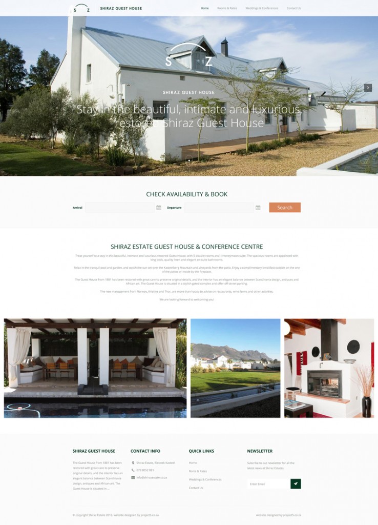 Shiraz Estate Guest House Website Design | Project 5 Website Design